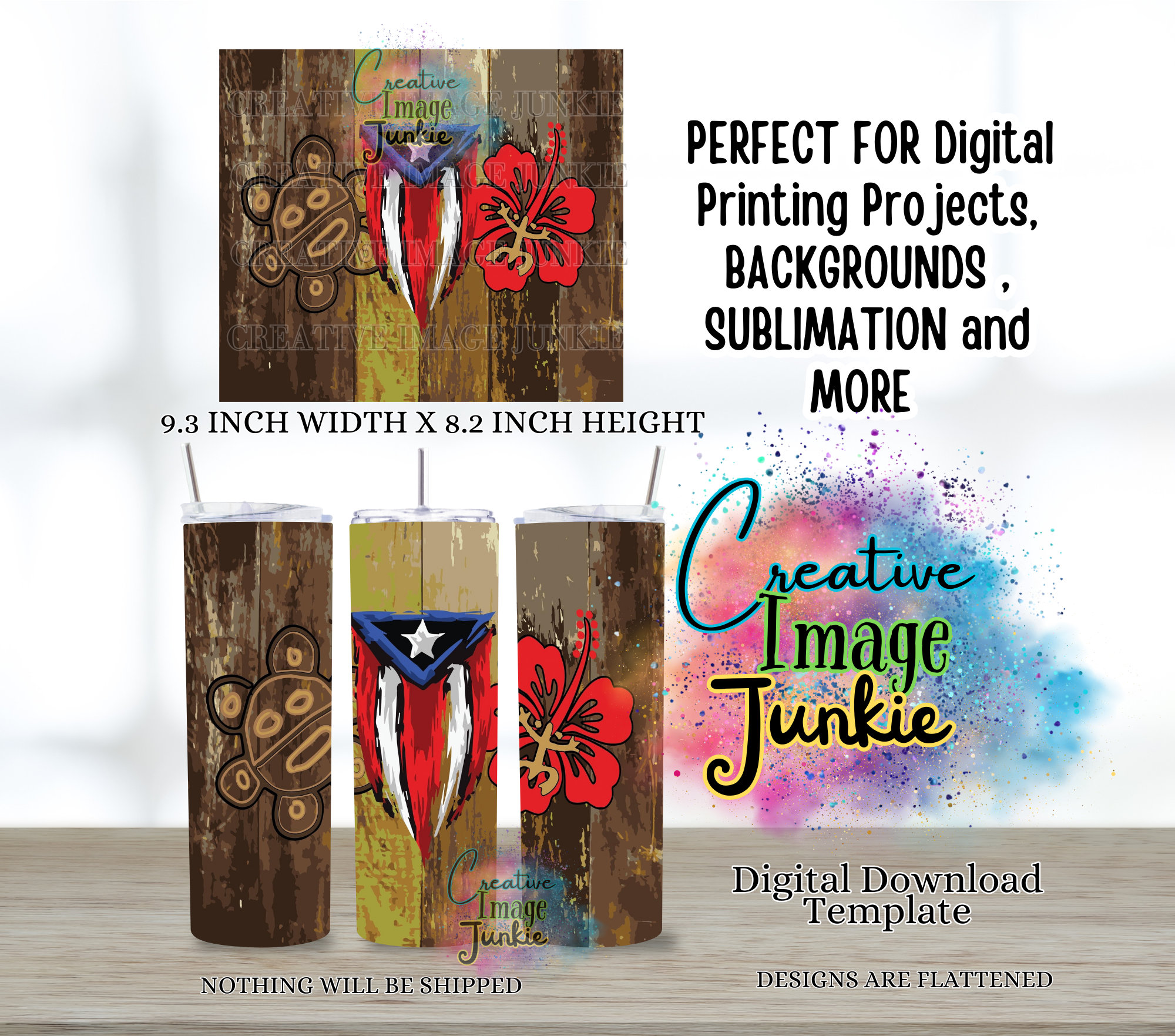 Puerto Rican Tribal Flag Tumbler Wrap PNG | 20oz Sublimation Download ...