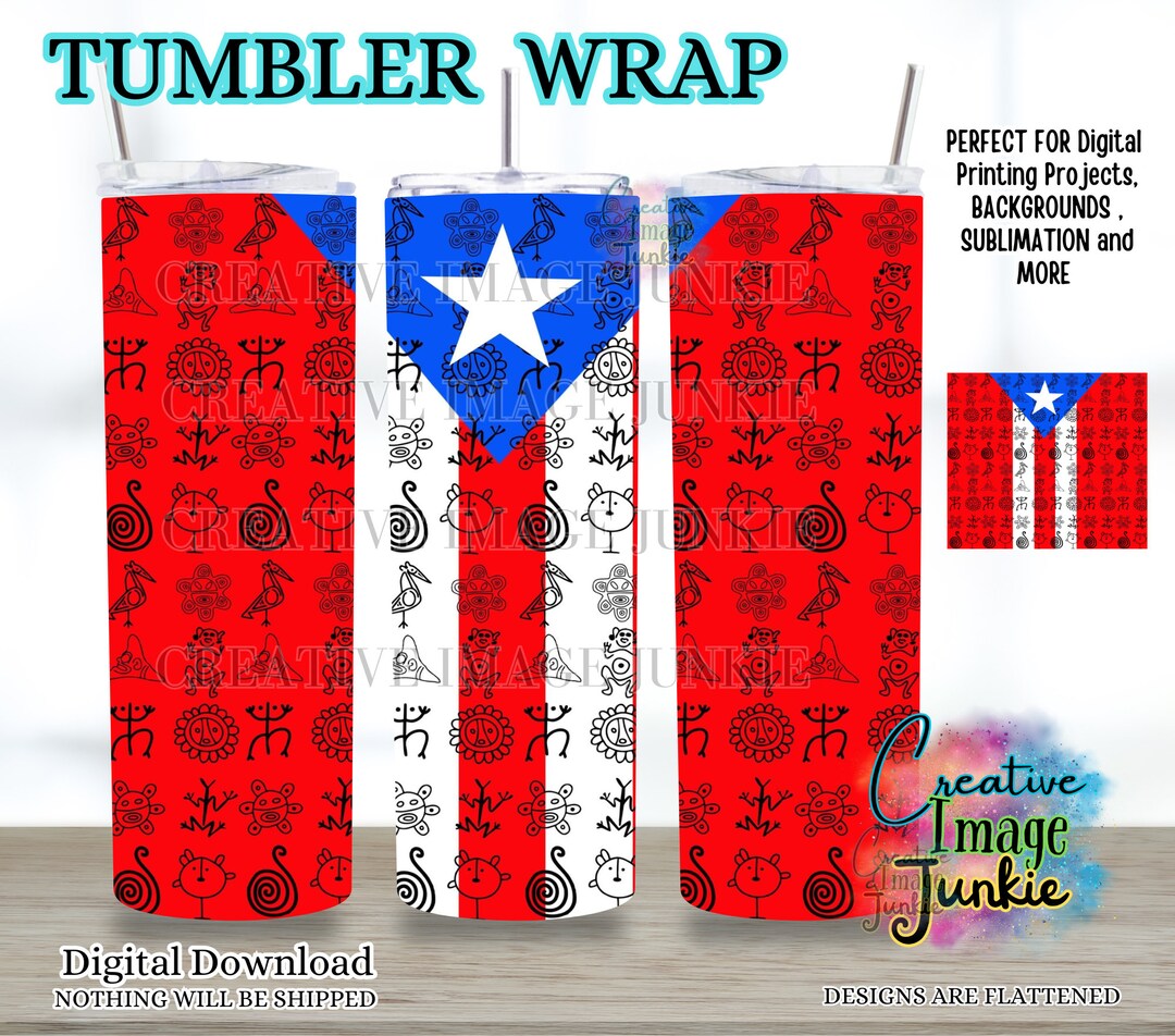 Puerto Rico Tumbler Wrap, Puertorican Flag Design, Digital Download ...