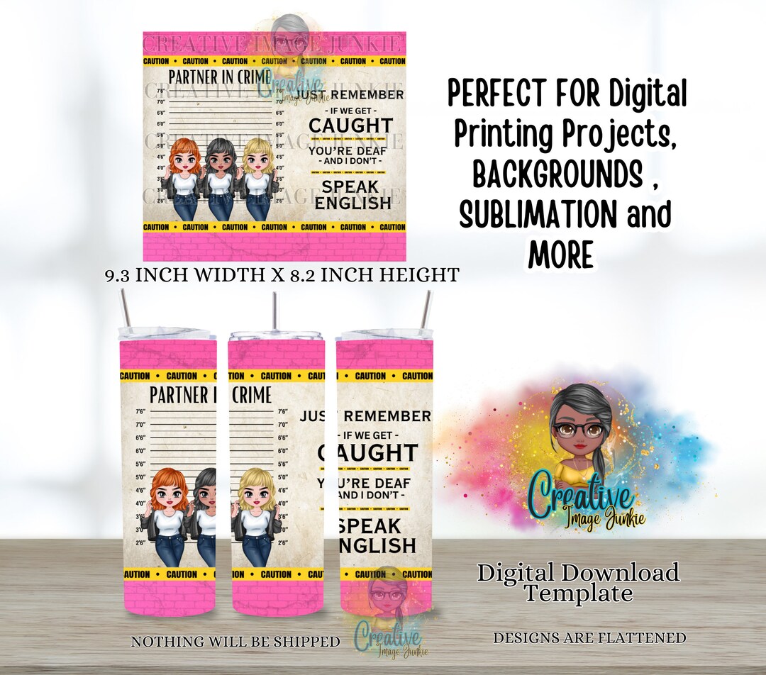 Partners in Crime, Police Inmate, Mugshot, 20oz Sublimation Template ...