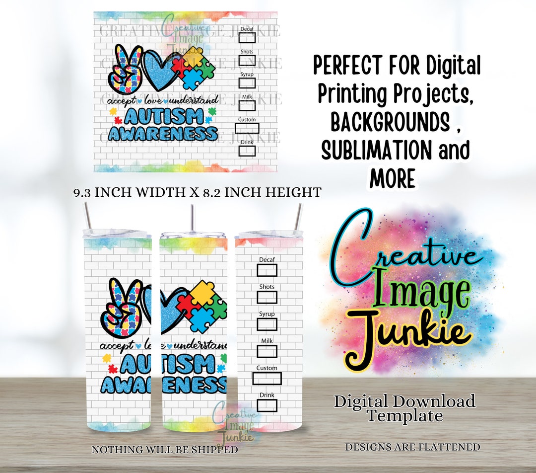 Peace Love Autism Cup Wrap Proud Autism Parent Cup Wrap - Etsy