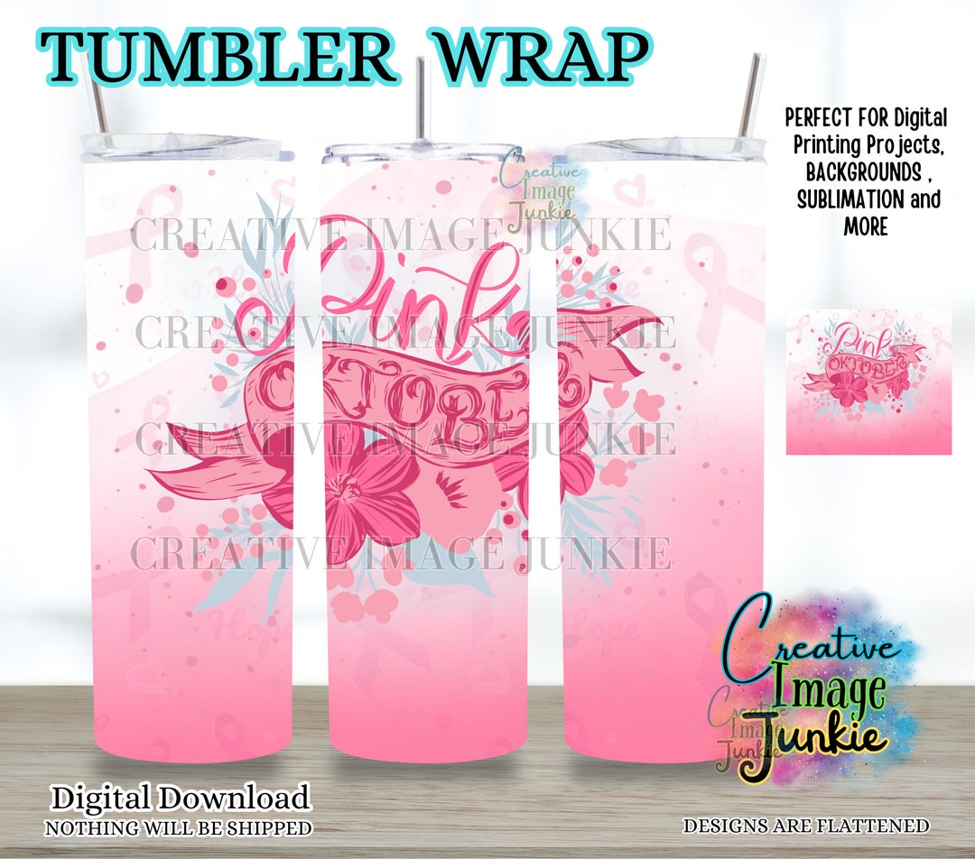 Breast Cancer Cup, Pink Butterflies Png, 20oz Sublimation Wrap, Instant ...