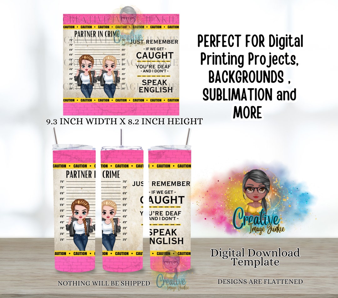 Partners in Crime Tumbler Wrap, Police Inmate, 20oz Sublimation Wrap ...