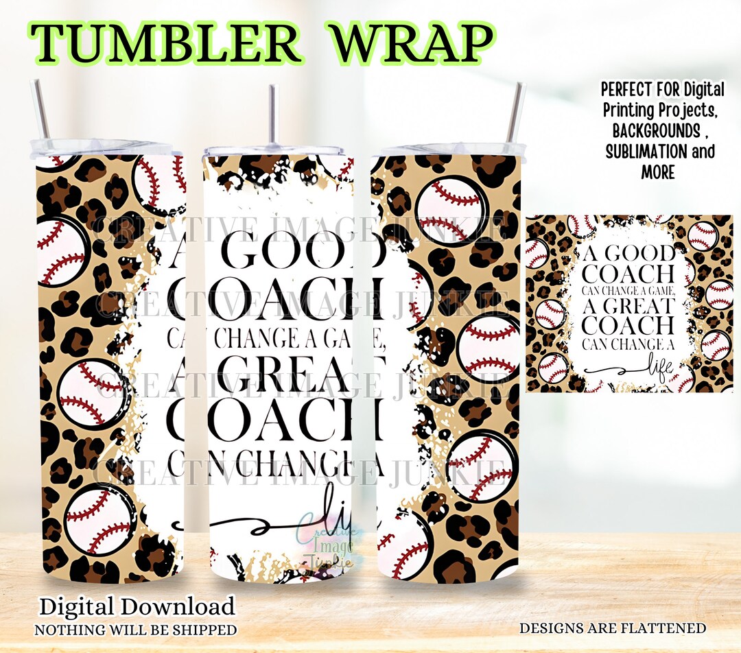 Leopard Baseball Coach Tumbler Wrap PNG, Coach Appreciation Gift ...