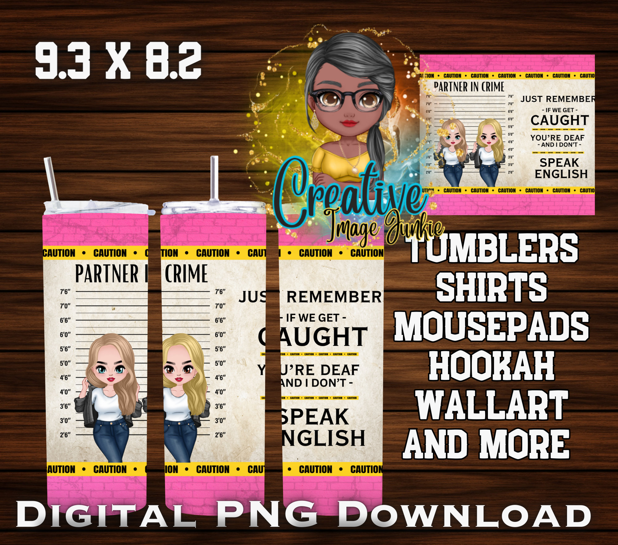 Partners in Crime PNG, 20oz Bestie Sublimation Wrap, Digital Download ...