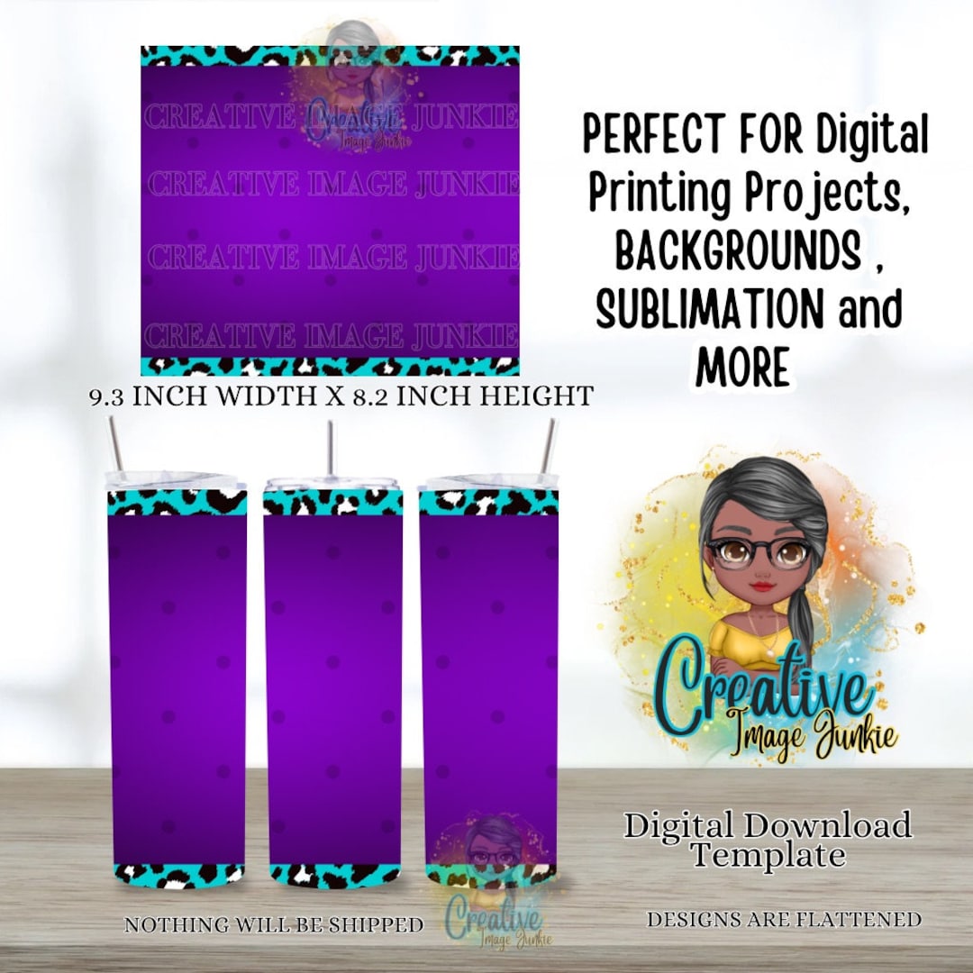 Teal Purple Pattern Design 20oz Sublimation Template Wrap - Etsy