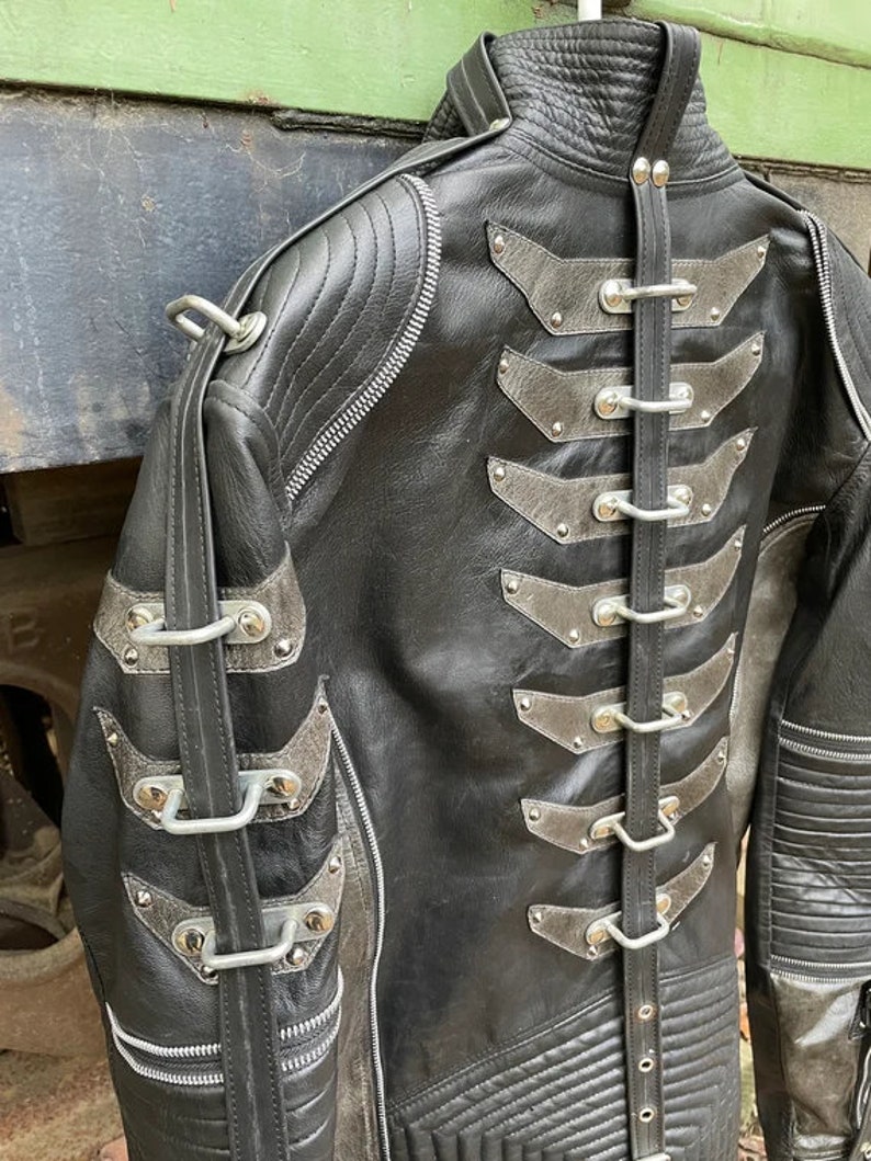 Black Belt Leather Jacket - Etsy