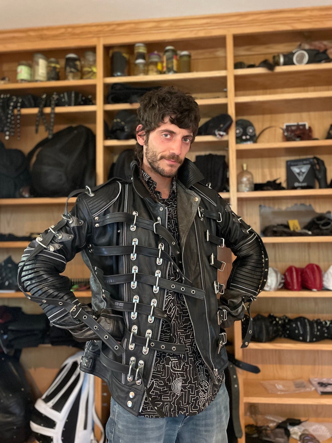 Black Belt Leather Jacket - Etsy