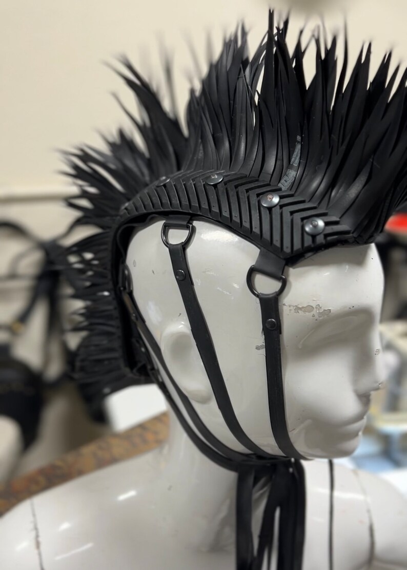 Recycled Rubber Mohawk Headgear - Post Apocalyptic Style - Etsy