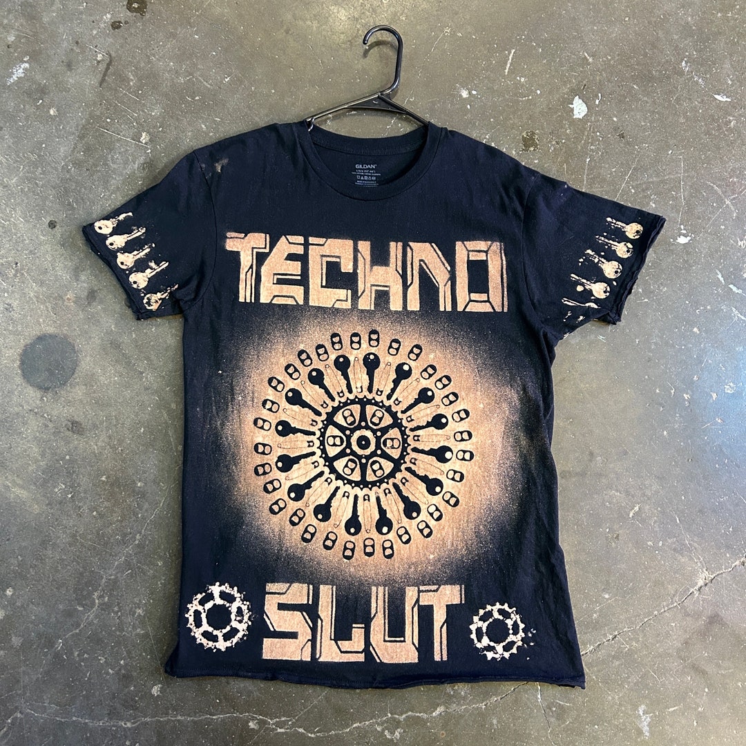 Techno Slut Raver Apocalypse Bleach Spray And Dye Tshirt Etsy