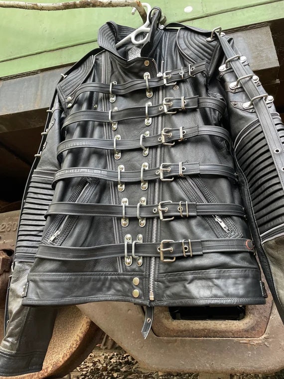 Black Belt Leather Jacket - Etsy