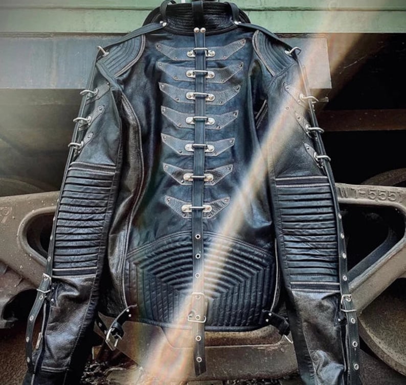 Black Belt Leather Jacket - Etsy