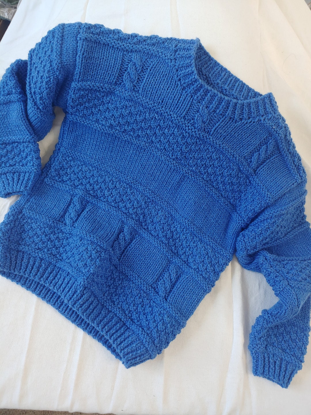 Blue Chunky Knit Sweater - Etsy