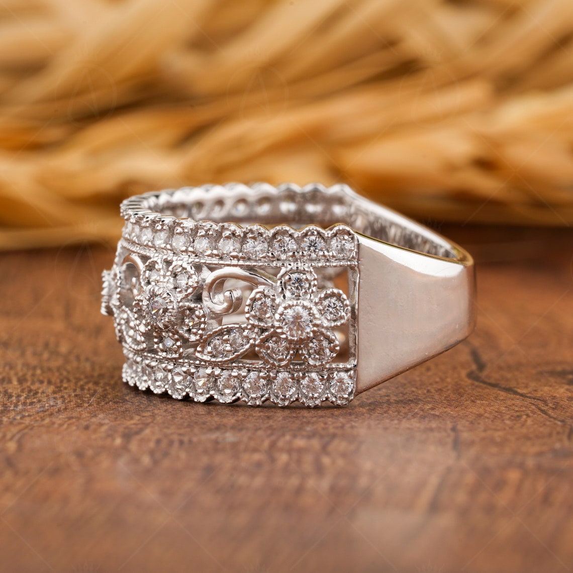 Floral Nature Inspired Rings for Women Flower Milgrain - Etsy