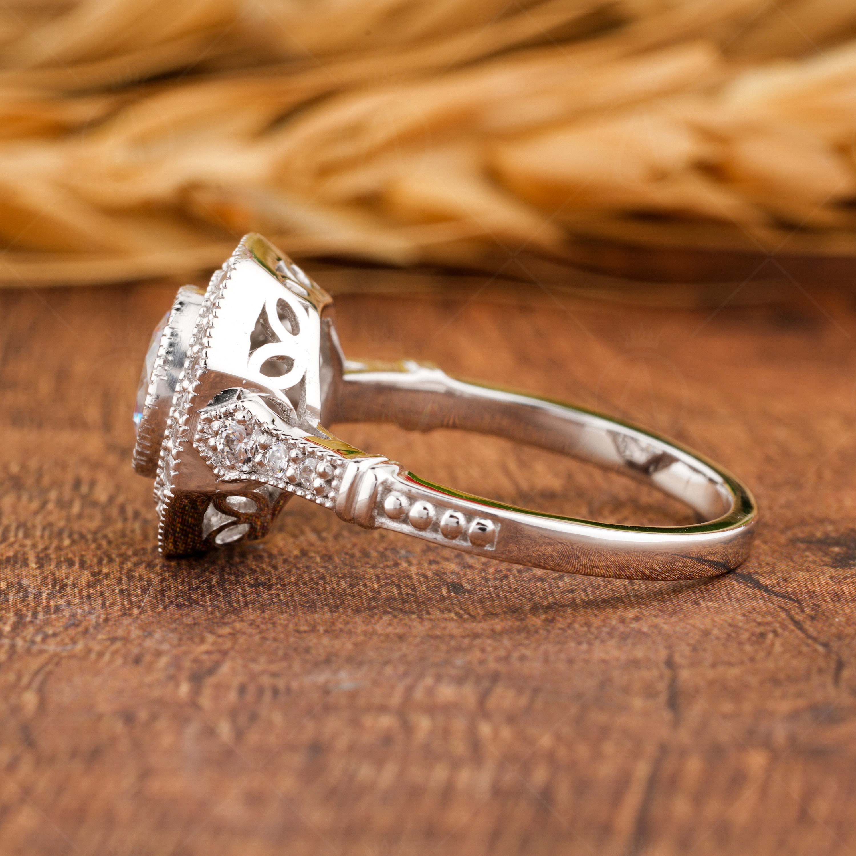 Octagon Shape Ring, Art Deco Style Moissanite Ring, Vintage Inspired ...