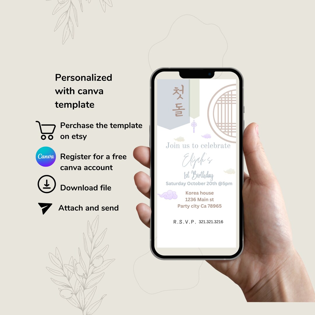 Dohl Invitation File Custom File Korean 1st Birthday Decoration ...