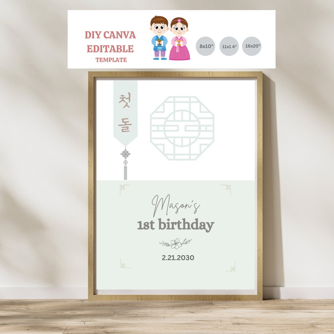 Korean Dohl Sign Poster Diy Editable Welcome Sign Template for Dohl ...