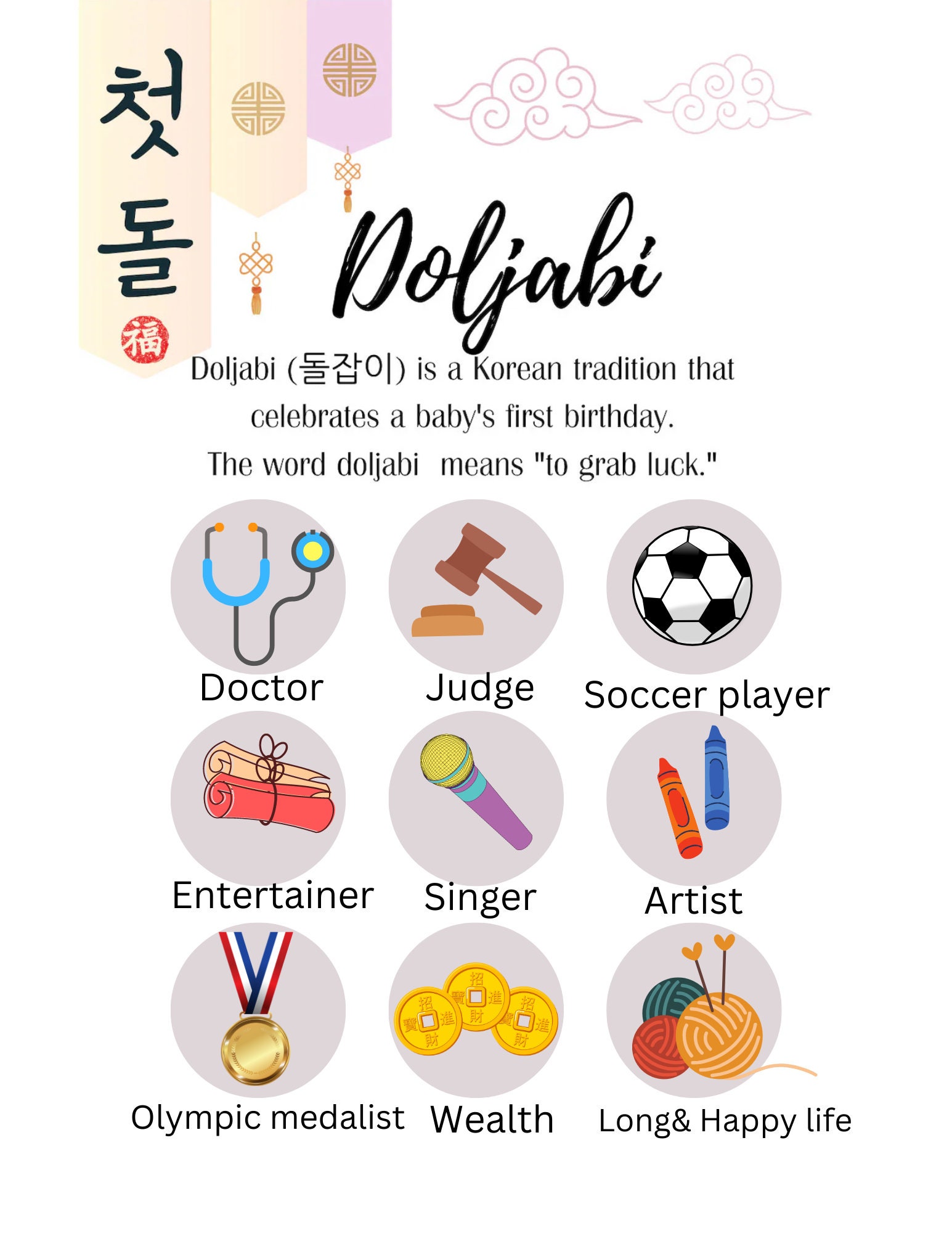 Doljabi Set Korean Birthday Gift Doljabi Kit Dohl Table Dol Party ...