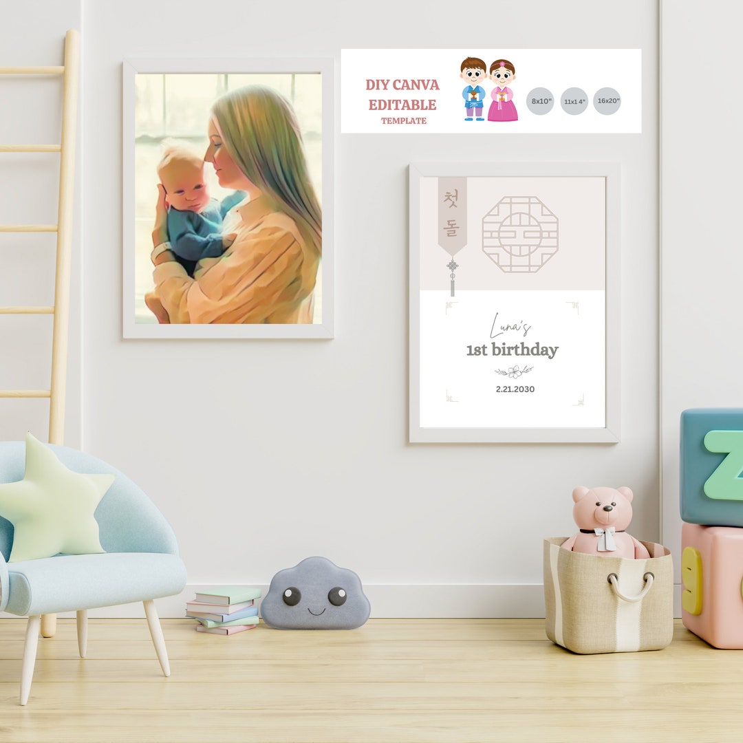 Korean Dohl Sign Poster Diy Editable Welcome Sign Template for Dohl ...