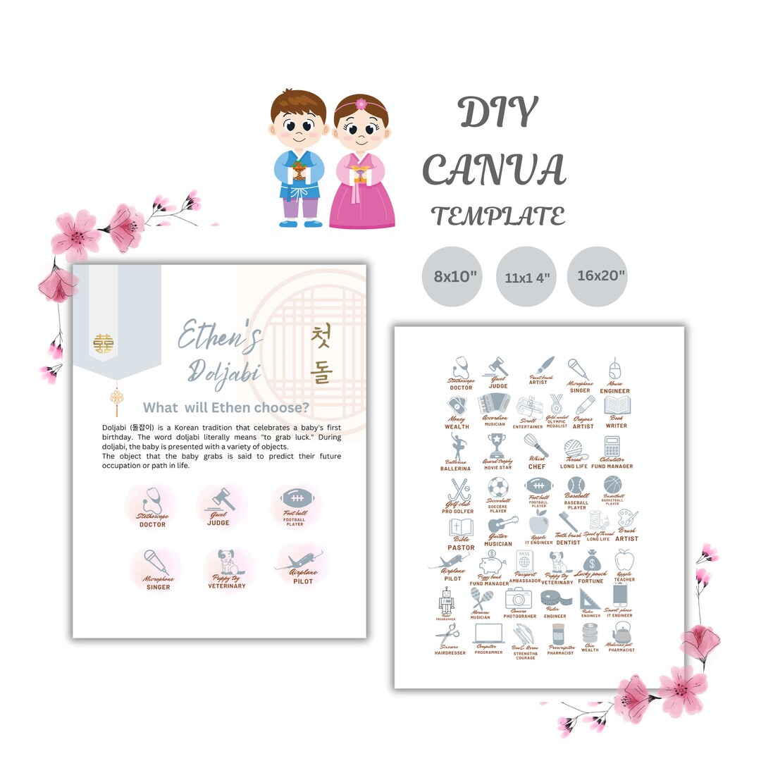 Korean Doljabi Board Dojabi Icon Diy Editable Sign Template for Dohl ...