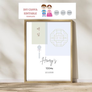 Korean Baek Il Diy Editable Welcome Sign Template for Dohl Party ...