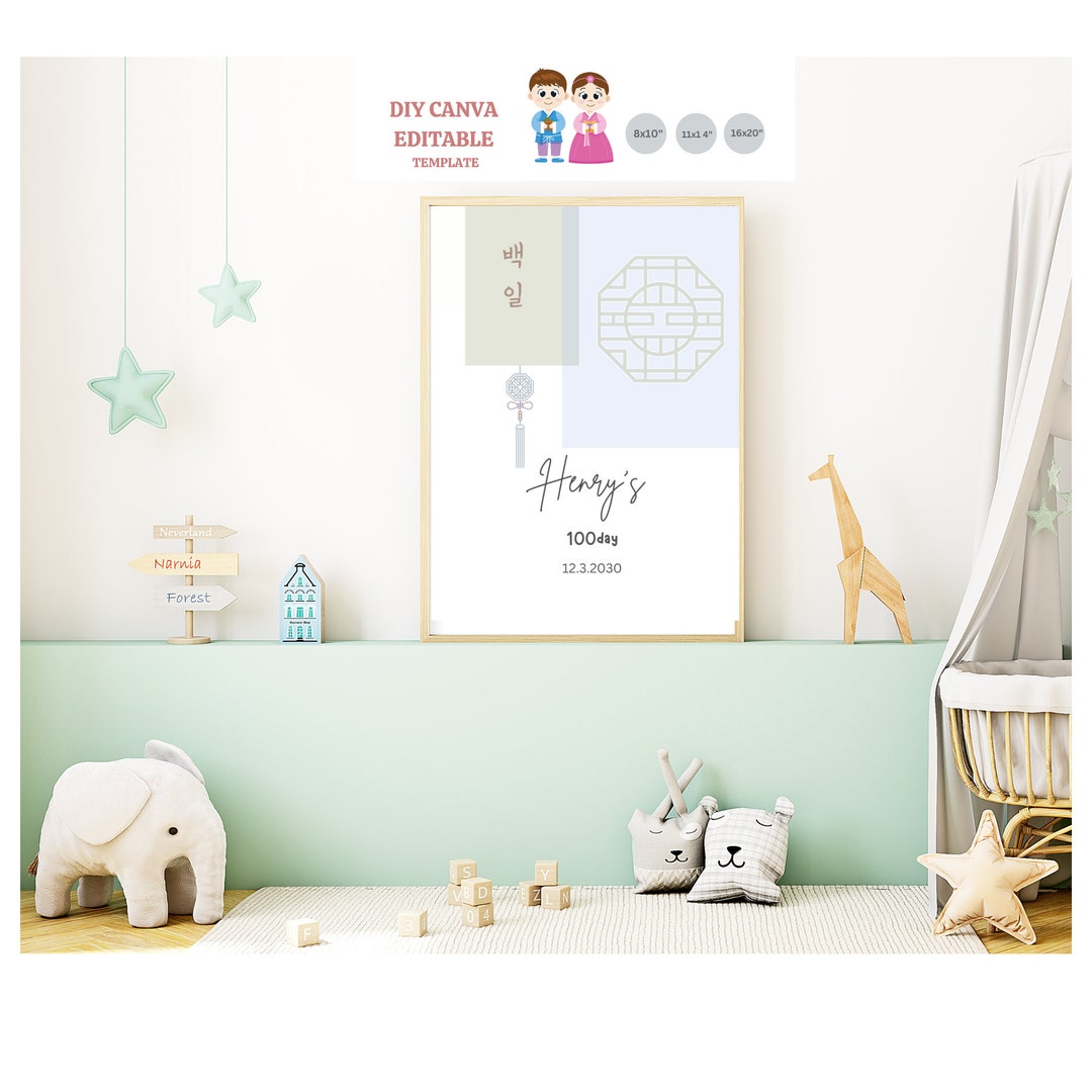 Korean Baek Il Diy Editable Welcome Sign Template for Dohl Party ...