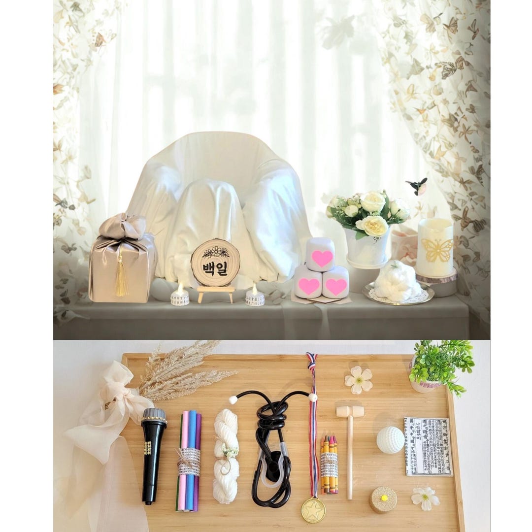 Korean Girl 100day TRADITIONAL DOHL TABLE 백일 Baekil Table Party Set for ...