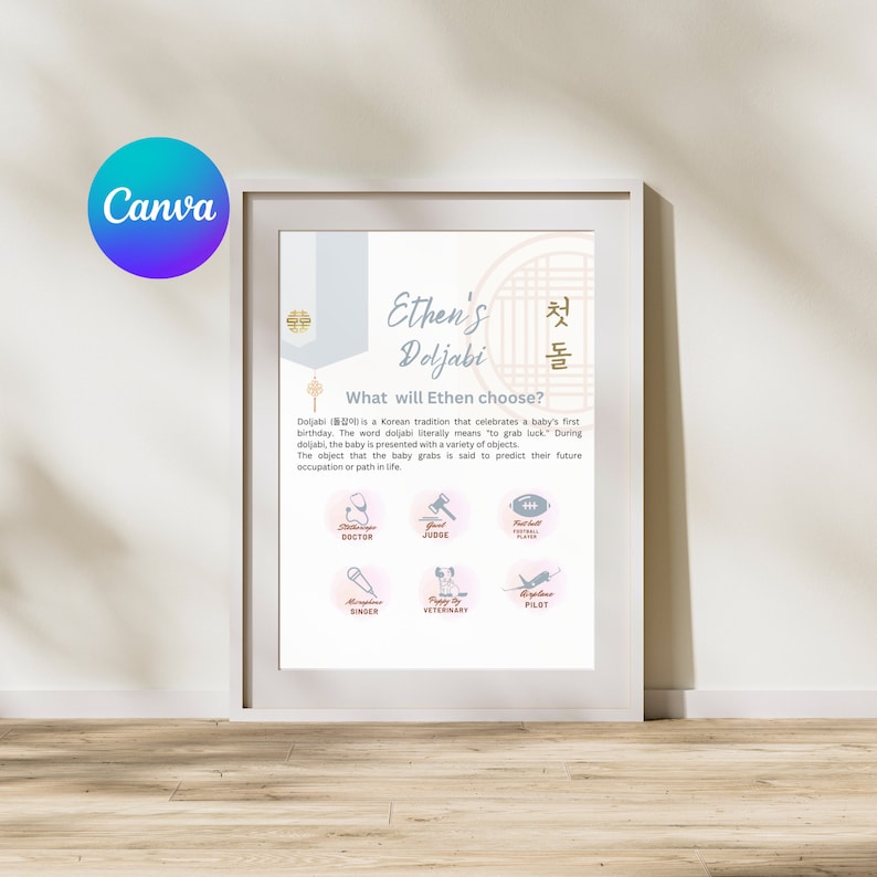 Korean Doljabi Board Doljabi Icon Sign Diy Editable Dol Sign Template ...