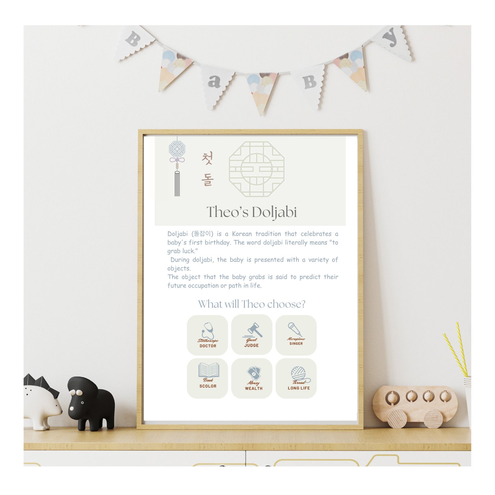 Korean Doljabi Board Doljabi Icon Sign Diy Editable Dol Sign Template ...