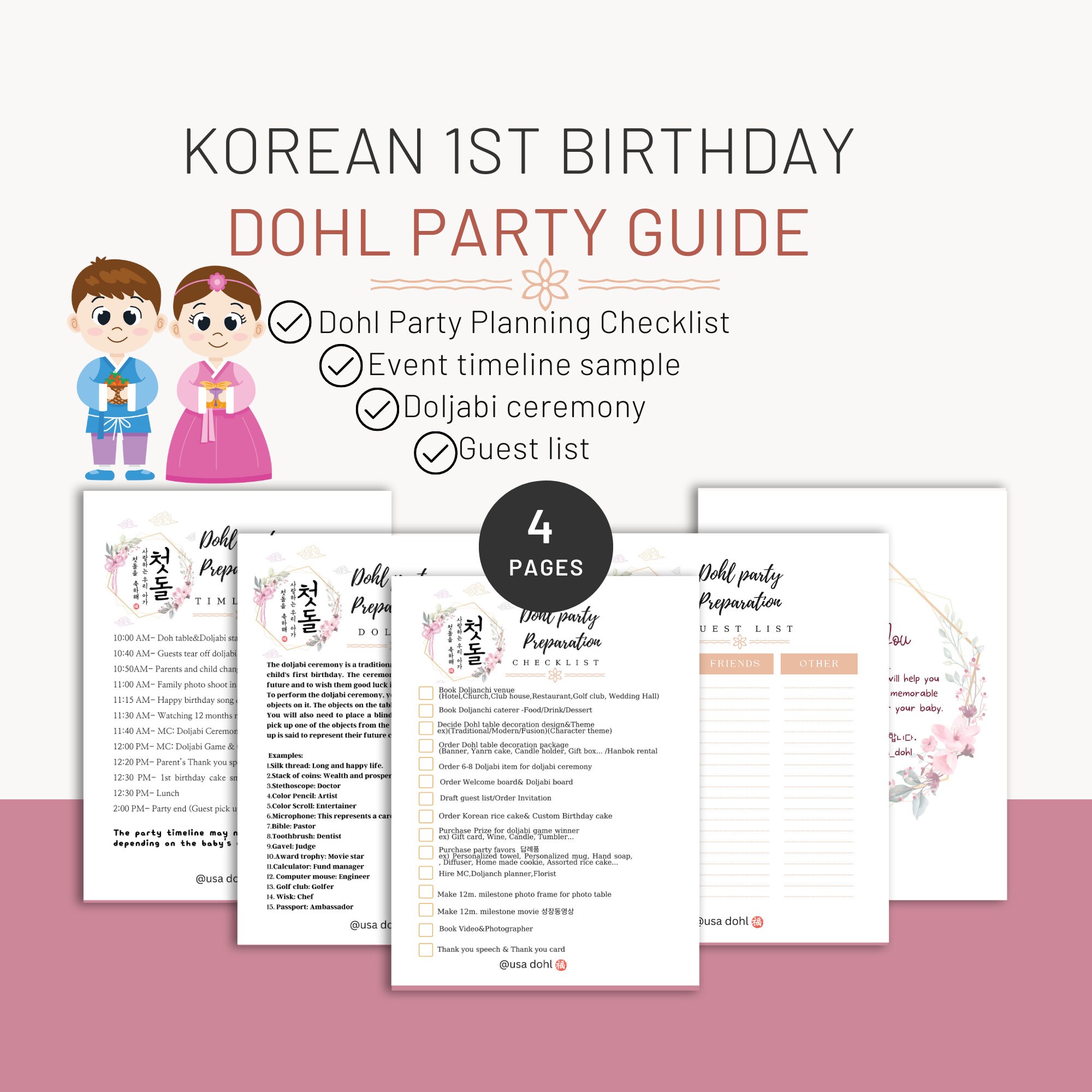 Dohl 1st Birthday Idea Dohl Printable Digital Planner for Doljanchi ...