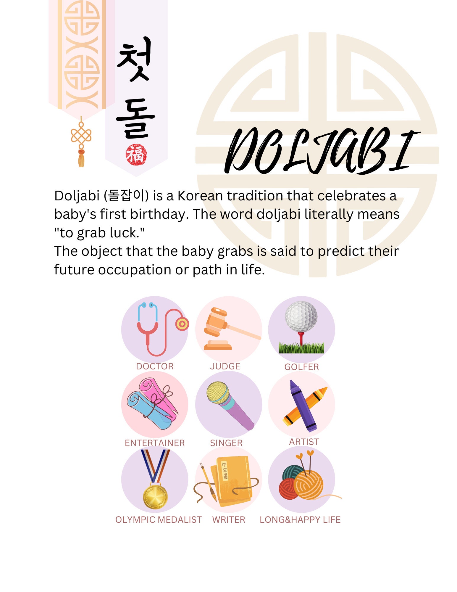 Korean Doljabi Set for Dohl Party Traditional Decoration Supplies ...