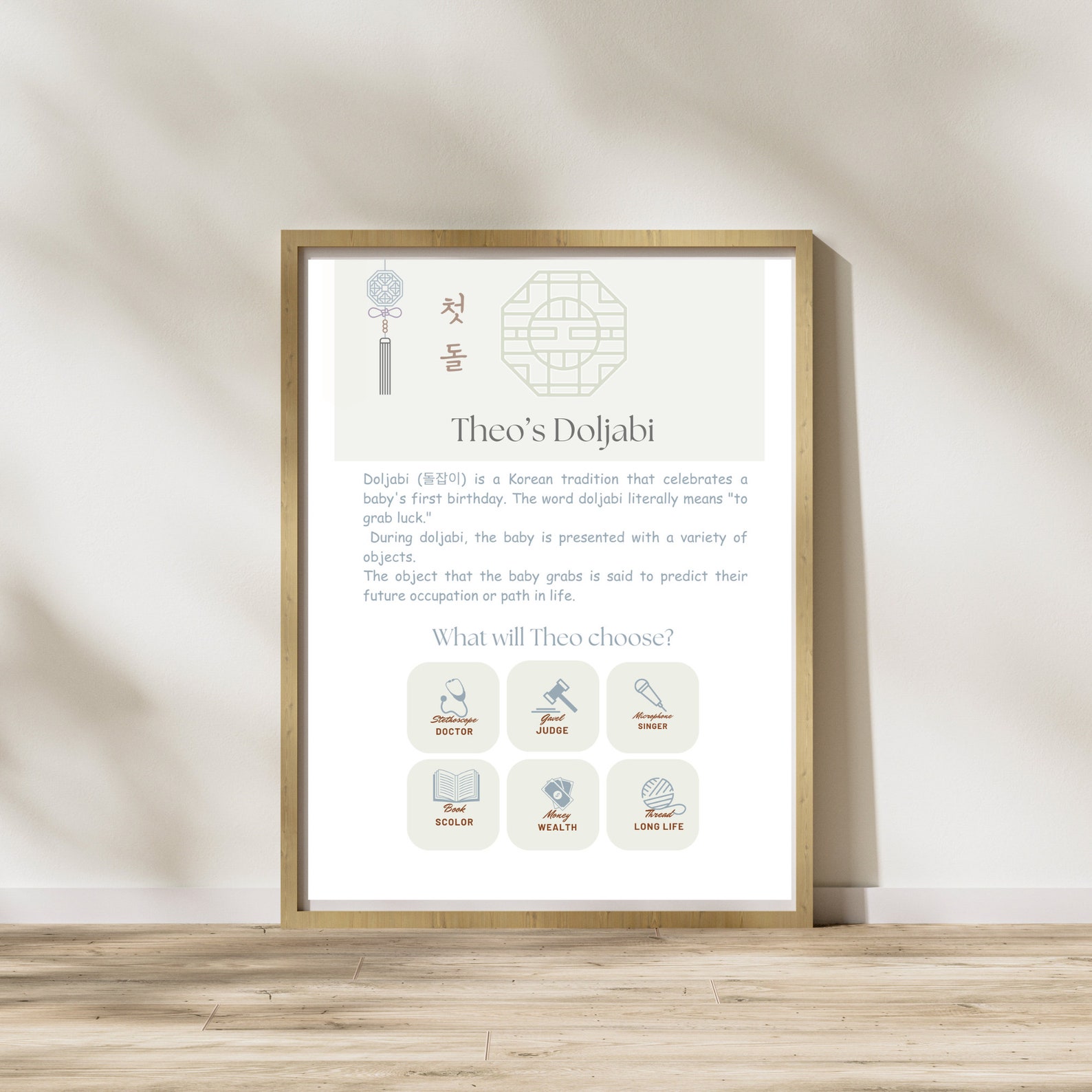 Korean Doljabi Board Doljabi Icon Sign Diy Editable Dol Sign Template ...