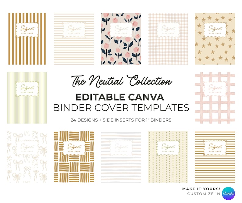 Neutral Binder Covers: Editable Canva Templates (digital Download) - Etsy