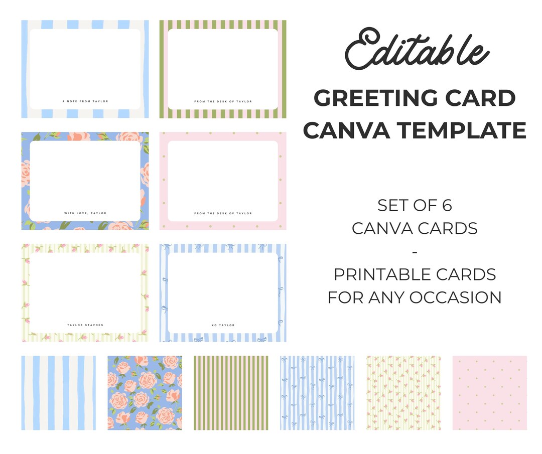 Editable Greeting Card Templates - Set of 6 Canva Designs - Etsy