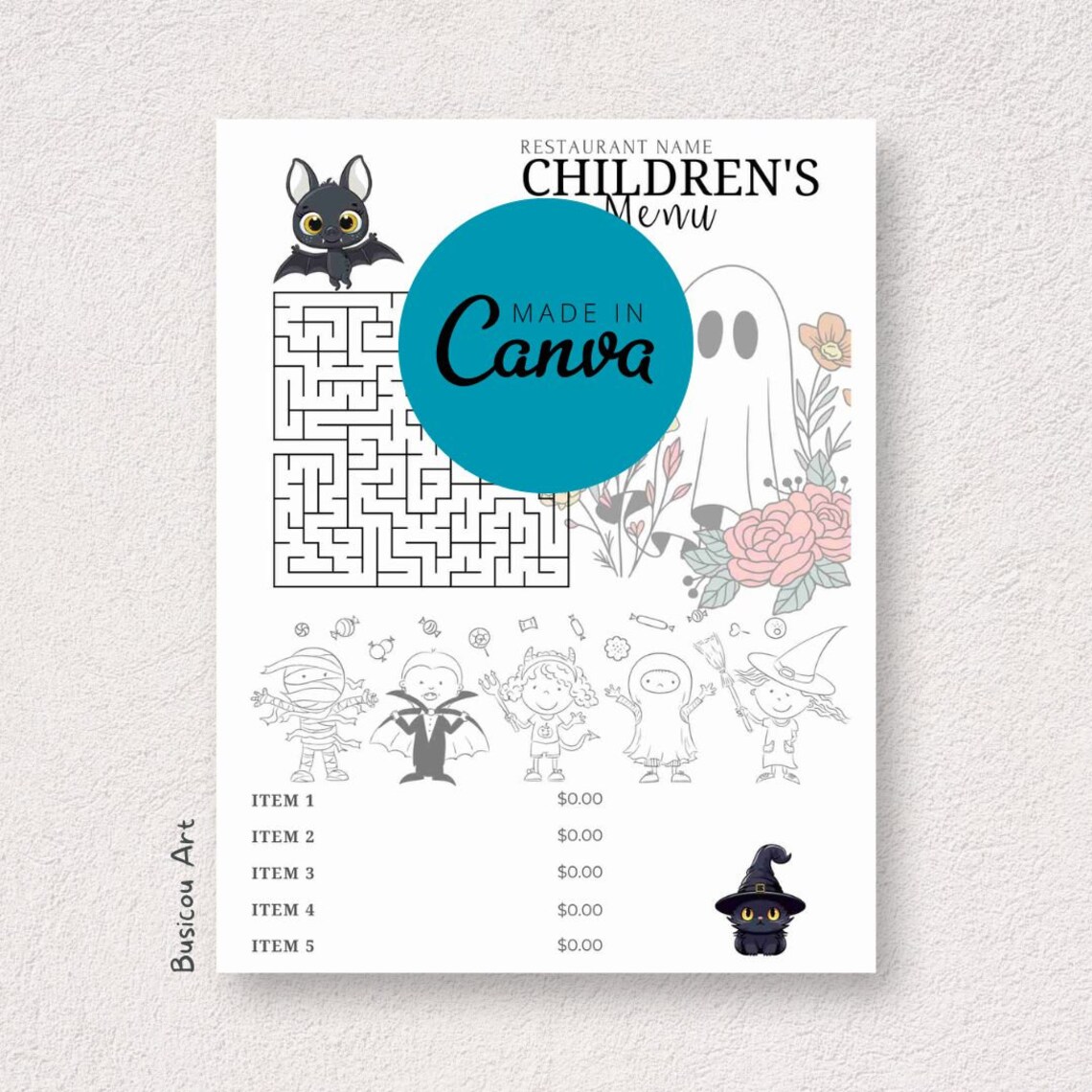 Printable Kid's Menu Template CANVA Kid's Menu, Printable Menu ...