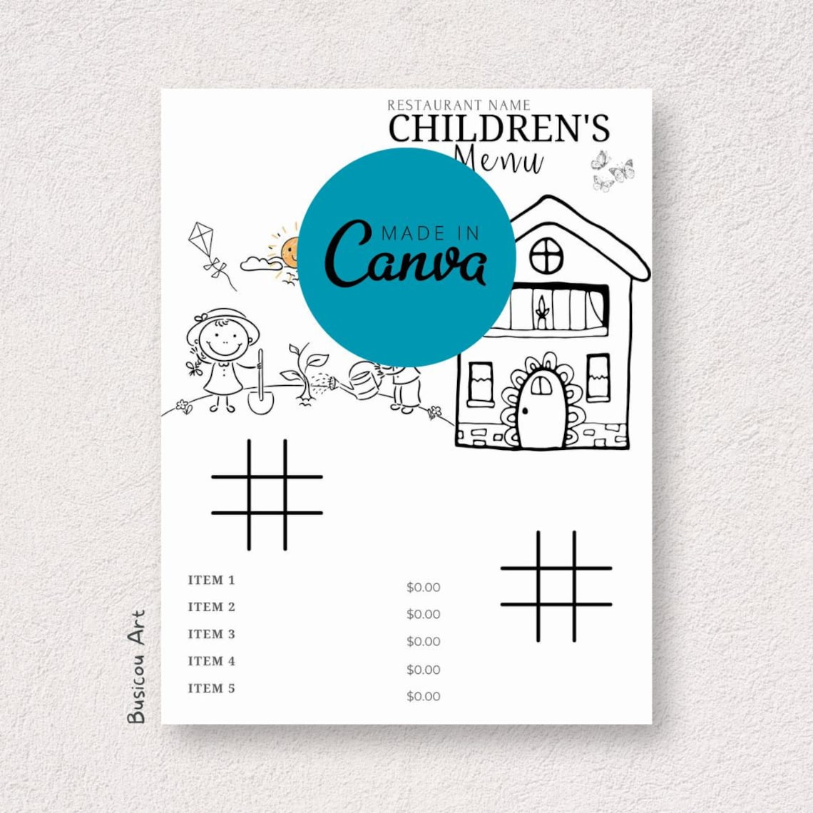 Printable Kid's Menu Template CANVA Kid's Menu, Printable Menu ...