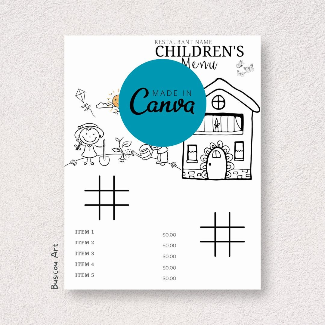 Printable Kid's Menu Template CANVA Kid's Menu, Printable Menu ...