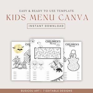 Printable Kid's Menu Template CANVA Kid's Menu, Printable Menu ...