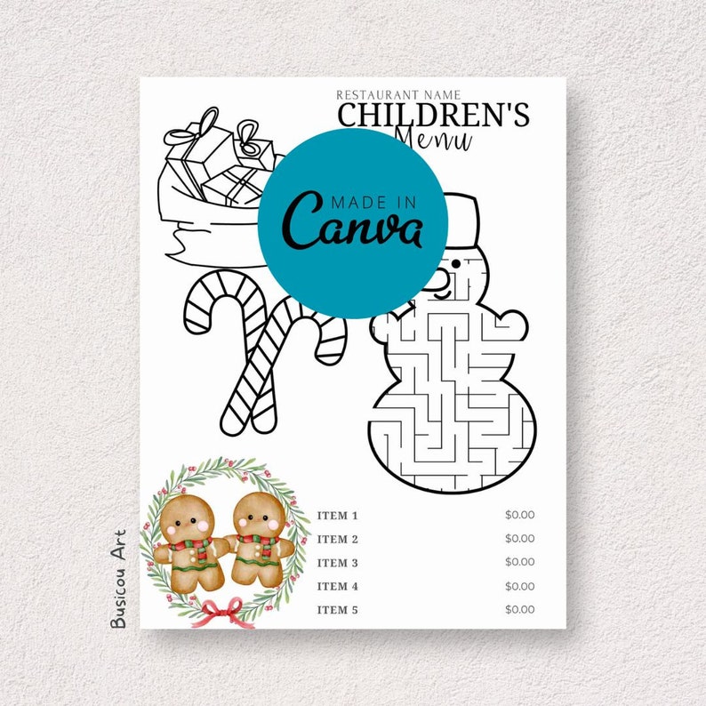 Printable Kid's Menu Template CANVA Kid's Menu, Printable Menu ...