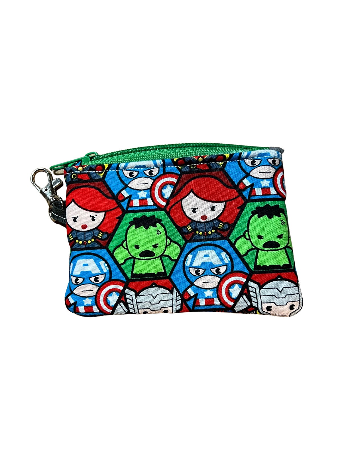 Superheros Fabric Zipper Pouch, Marvel and DC Comics Clip-on Pouch ...