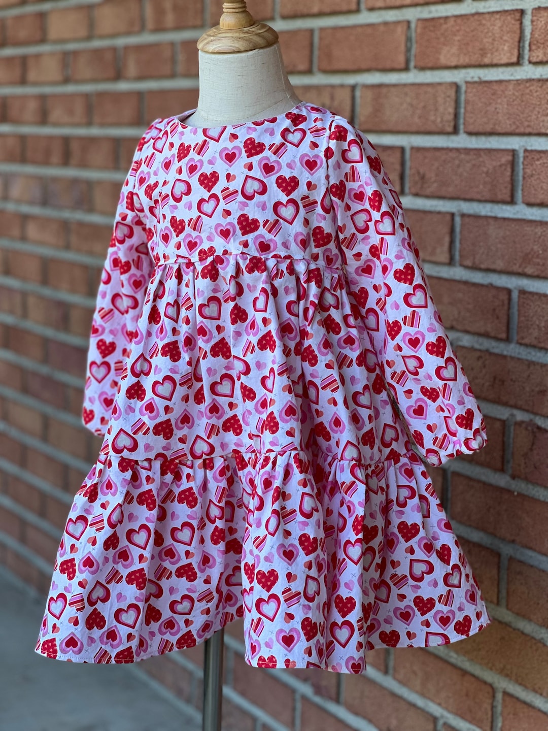 Valentines Day Dress, Heart Dress, 4T Dress, Handmade Dress, Little ...