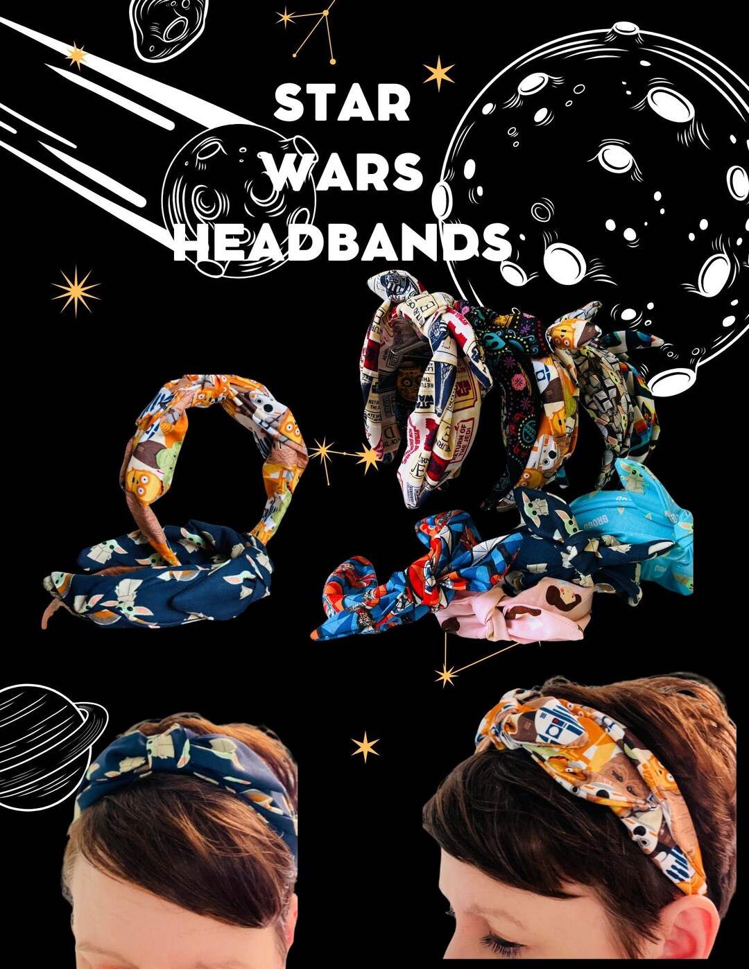 Star Wars Knotted Bow Headband, Fabric Headband, Headband, Bohemian ...