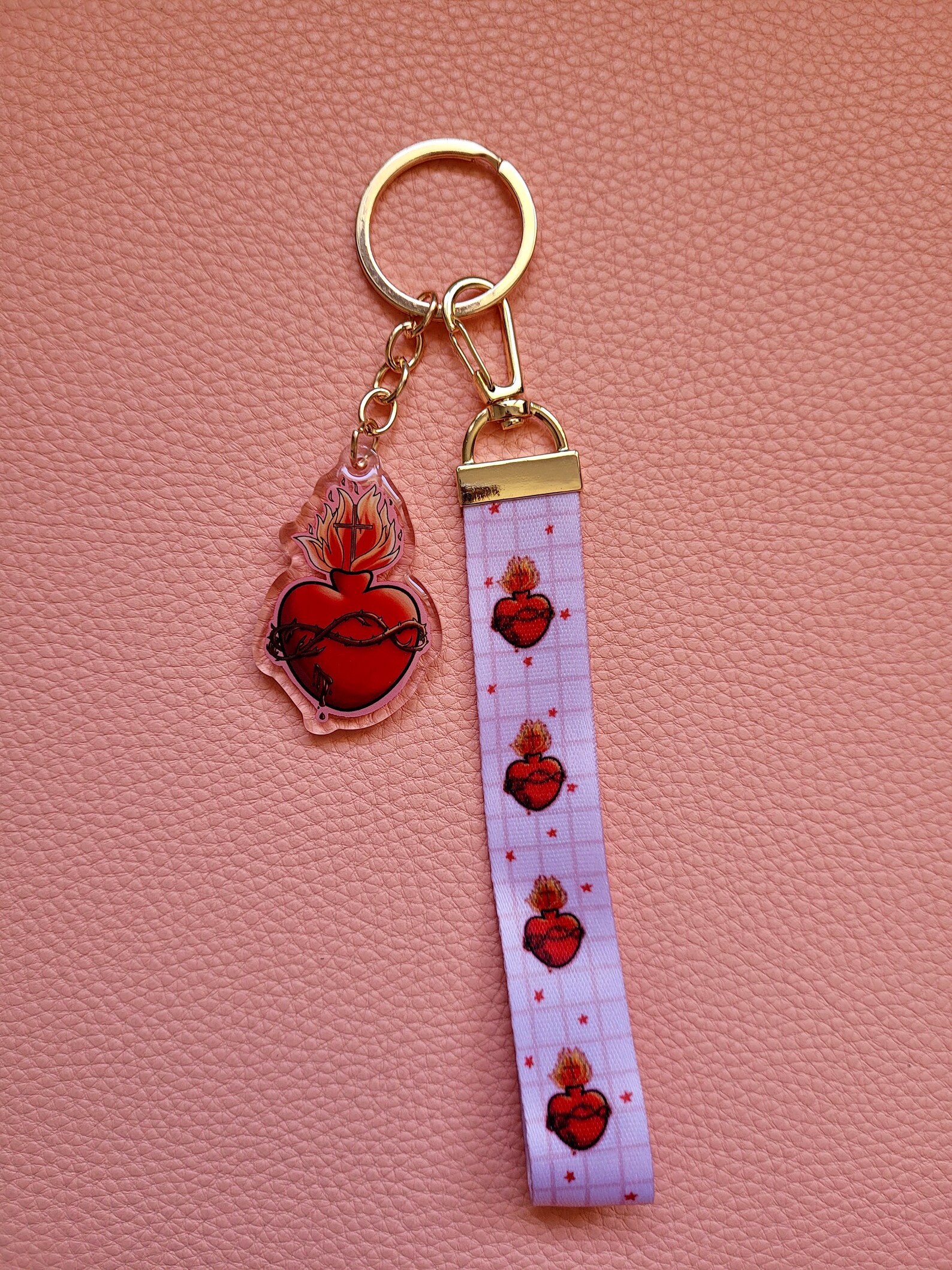 Sacred Heart of Jesus Keychain and Lanyard, Catholic Keychain, Lanyard ...