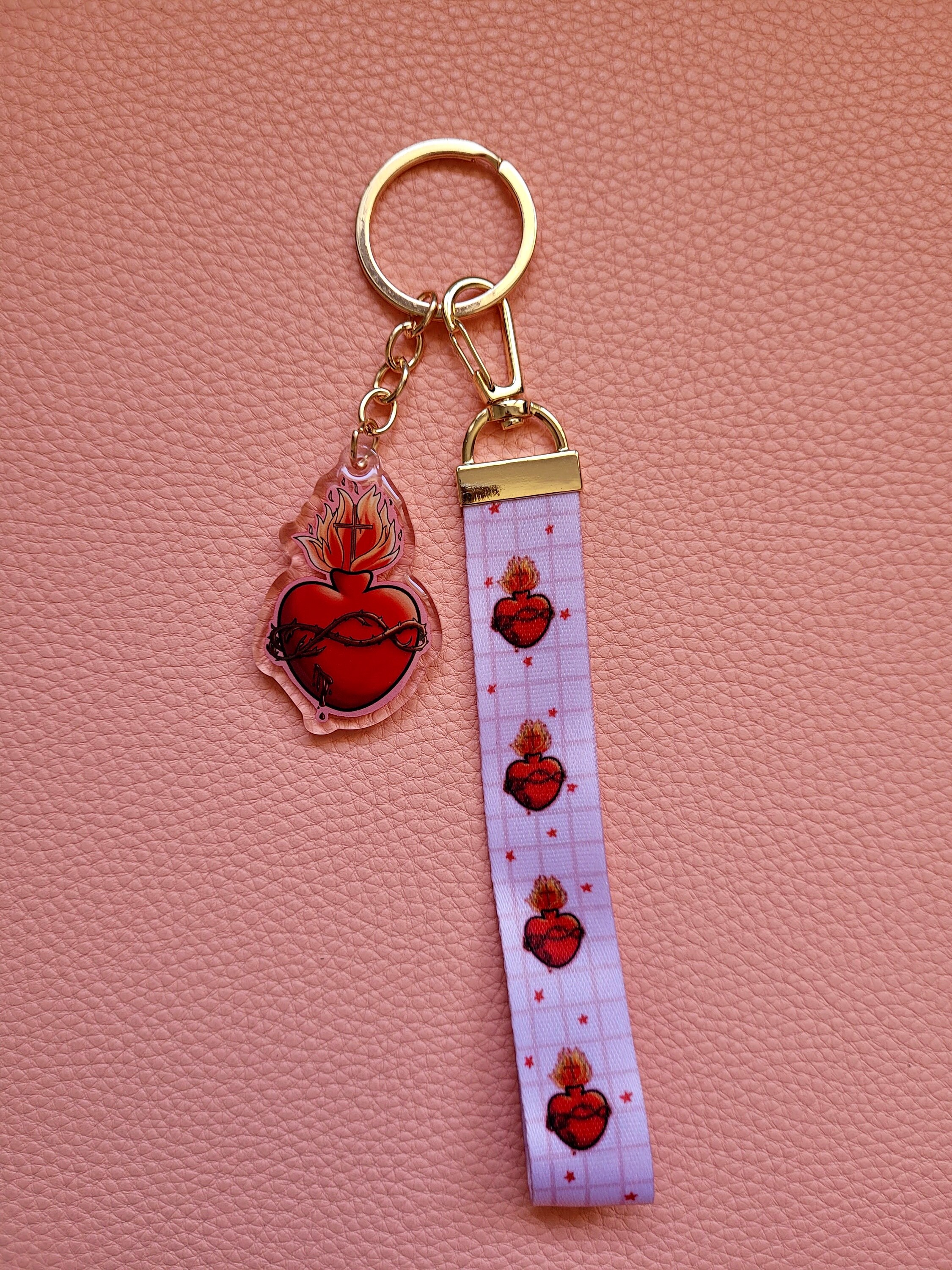 Sacred Heart of Jesus Keychain and Lanyard, Catholic Keychain, Lanyard ...