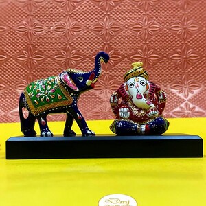 Hand-painted Lord Ganesha Metal Statue – Lucky Elephant God Idol for ...