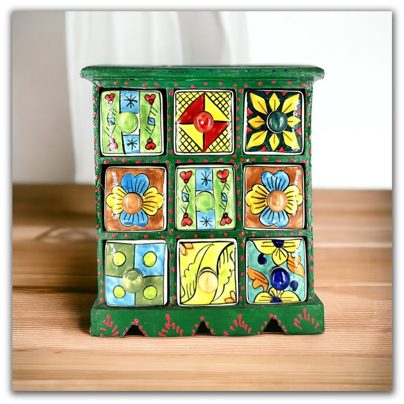 9 Box Jewelry Box, Art Box Storage, Hand Painted Chest Box, Wooden ...