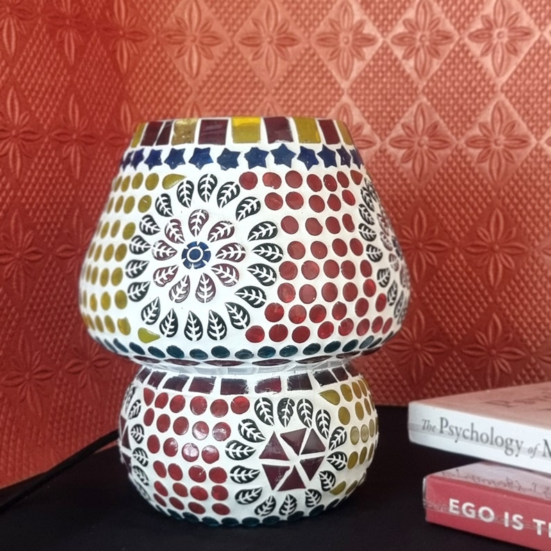 Handcrafted Indian Lamp, Multicolor Mosaic Glass Desk Lamp - Etsy