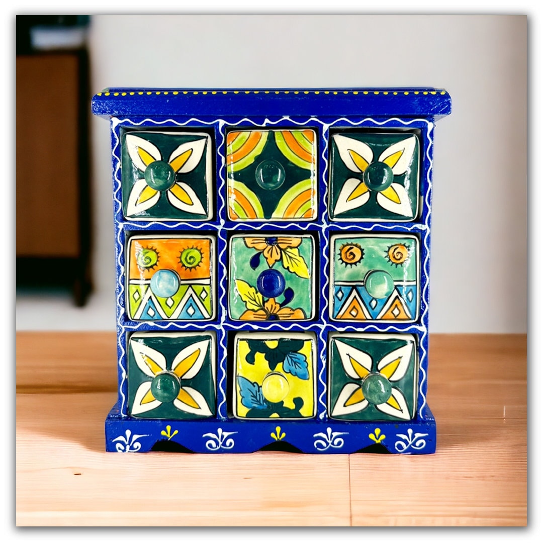 9 Box Jewelry Box, Art Box Storage, Hand Painted Chest Box, Wooden ...