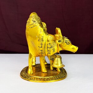 Handcrafted Golden Cow and Calf Sculpture Perfect for Temple Decor or ...