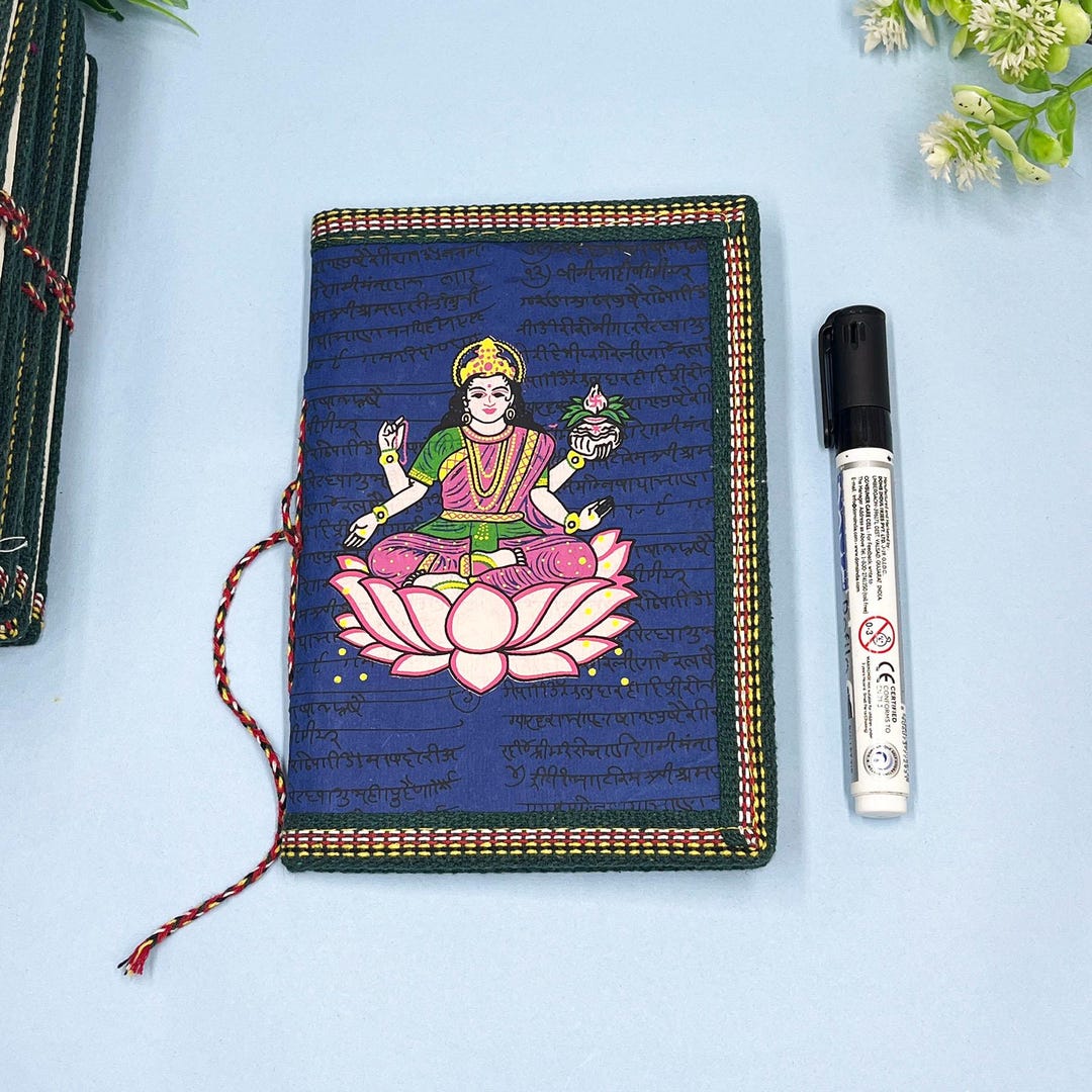 Handcrafted Goddess Lakshmi Cotton Diary, Ethnic Handmade Journal ...