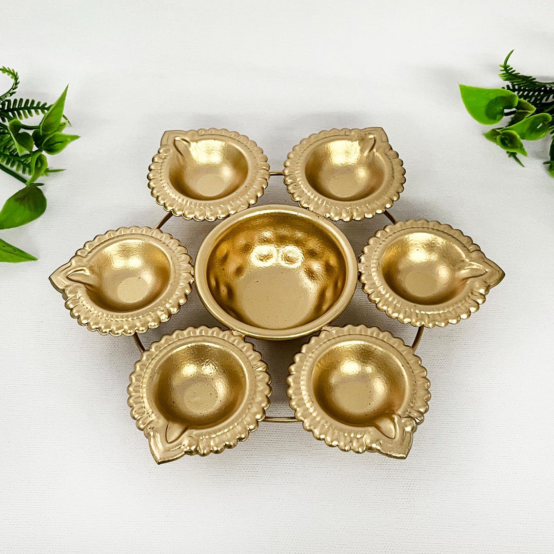 Golden Color Diya Urli for Festive Decor, Traditional Diwali Candle ...